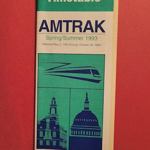 Amtrak Northeast Timetable From Spribg/summer 1993. - Etsy
