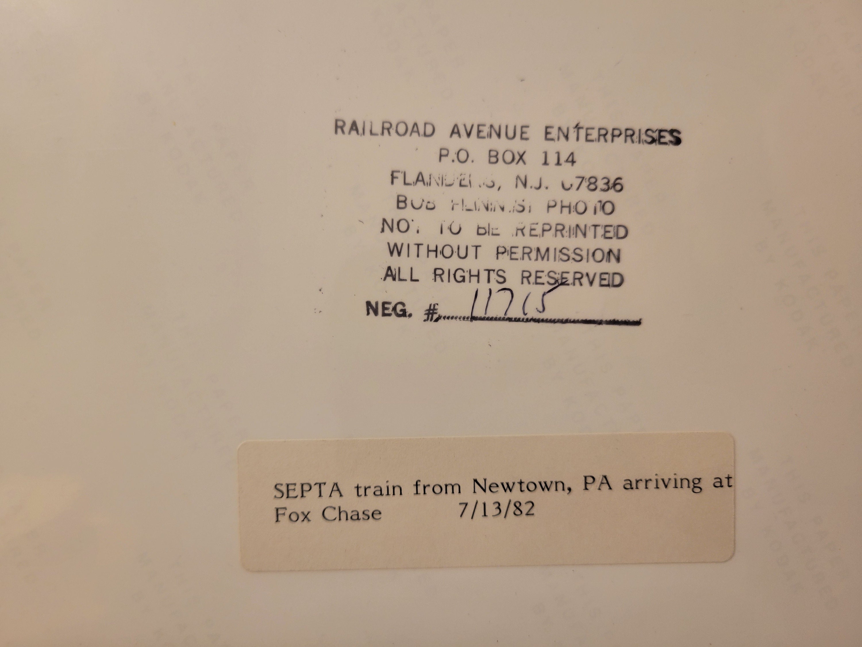 8x10 Photograph of SEPTA Train From Newtown, Pa., at Fox Chase Station ...