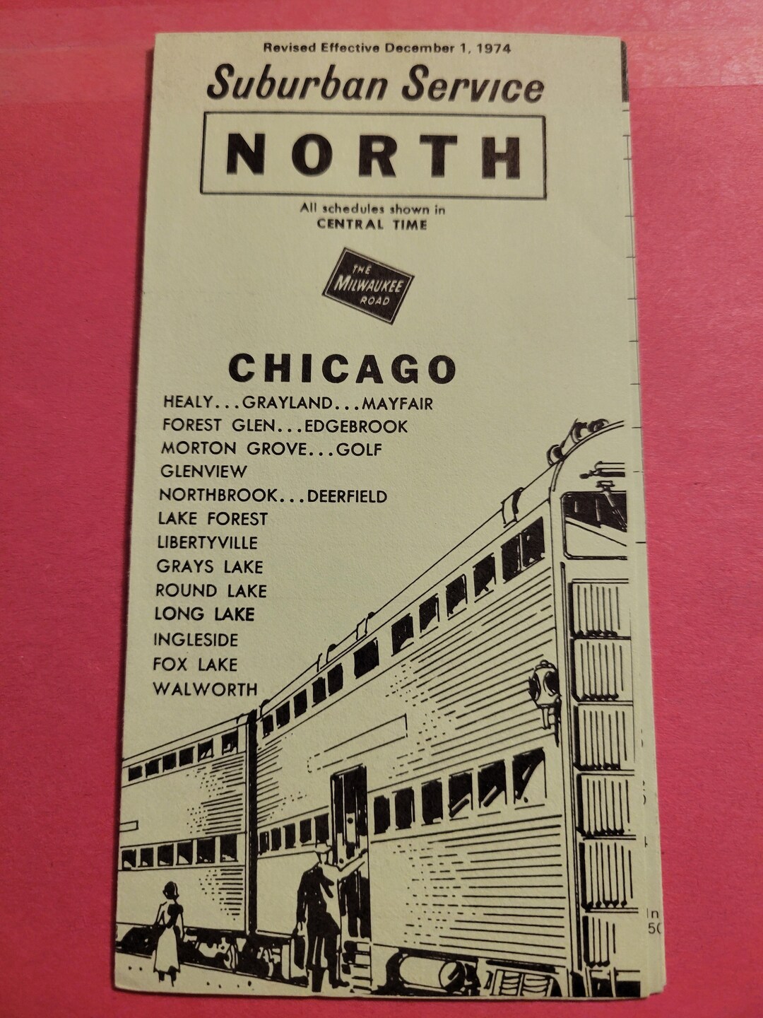 Chicago Suburban Service Train Schedule Effective December 1, 1974 - Etsy