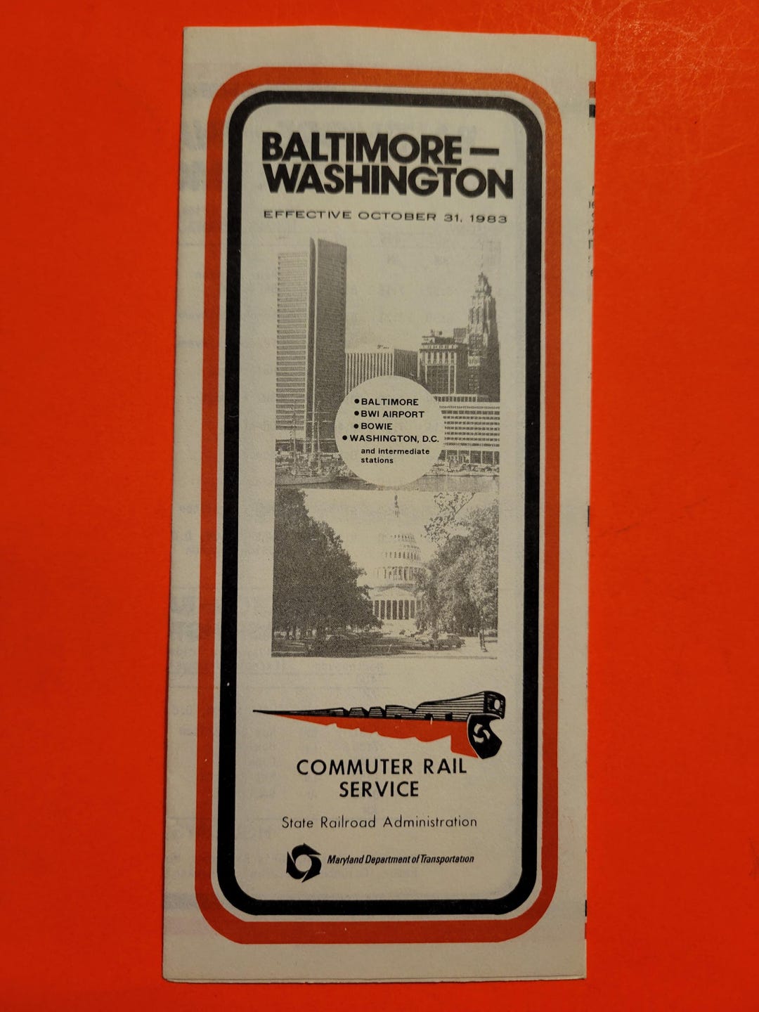 Maryland Area Commuter Rail Schedule for Baltimore-washington Effective ...