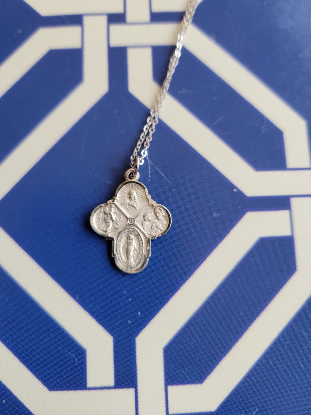 4 Way Catholic Sterling Silver Religious Medal - Etsy