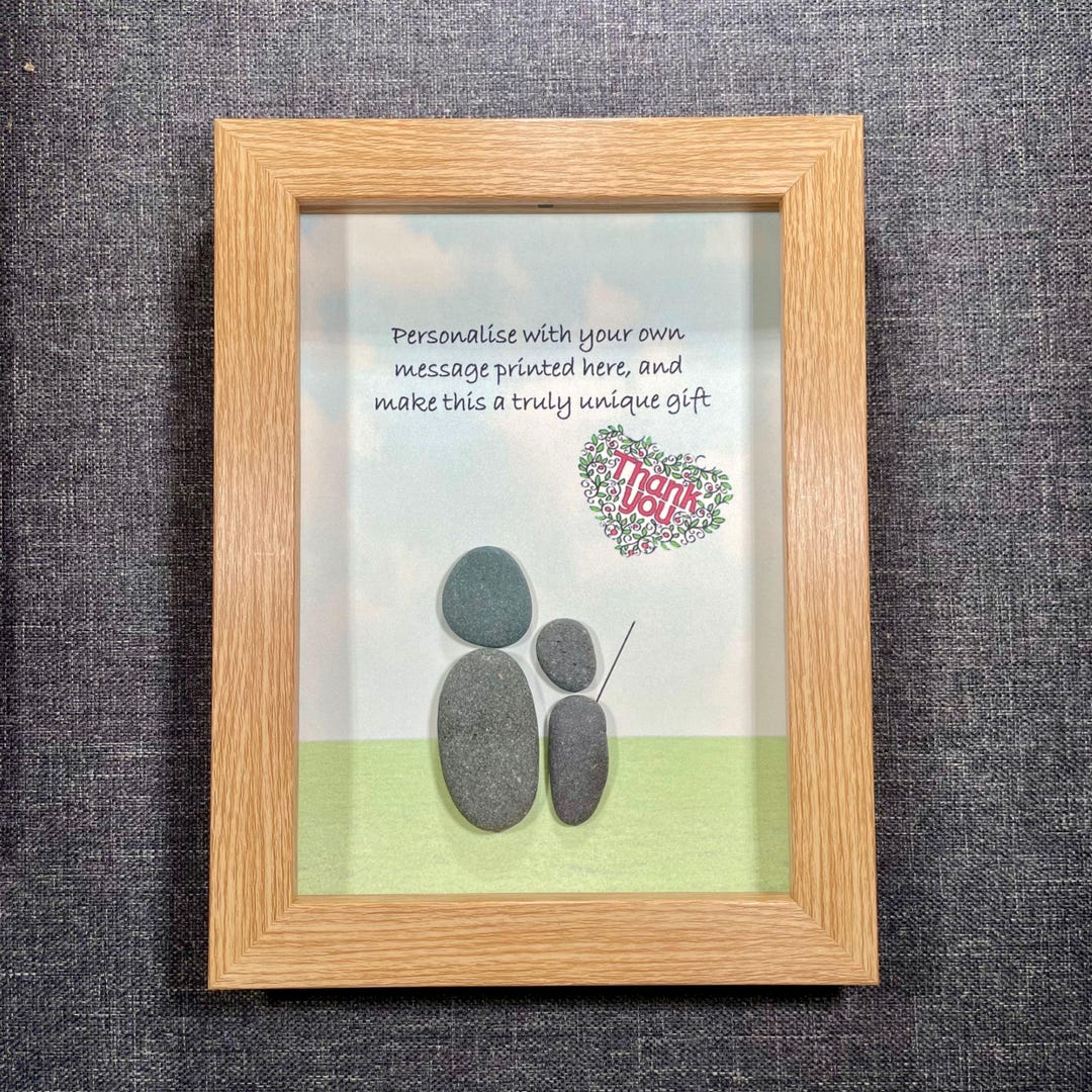 B3 - Childminder Gift, Framed Picture, Pebble Art, Love & Thanks to ...