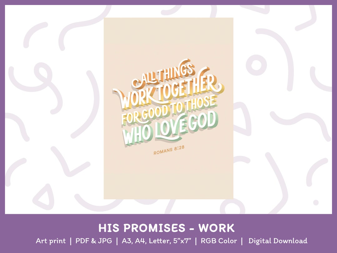 His Promises Work Art Print Printable 5x7, Letter, A4, A3 Christian ...