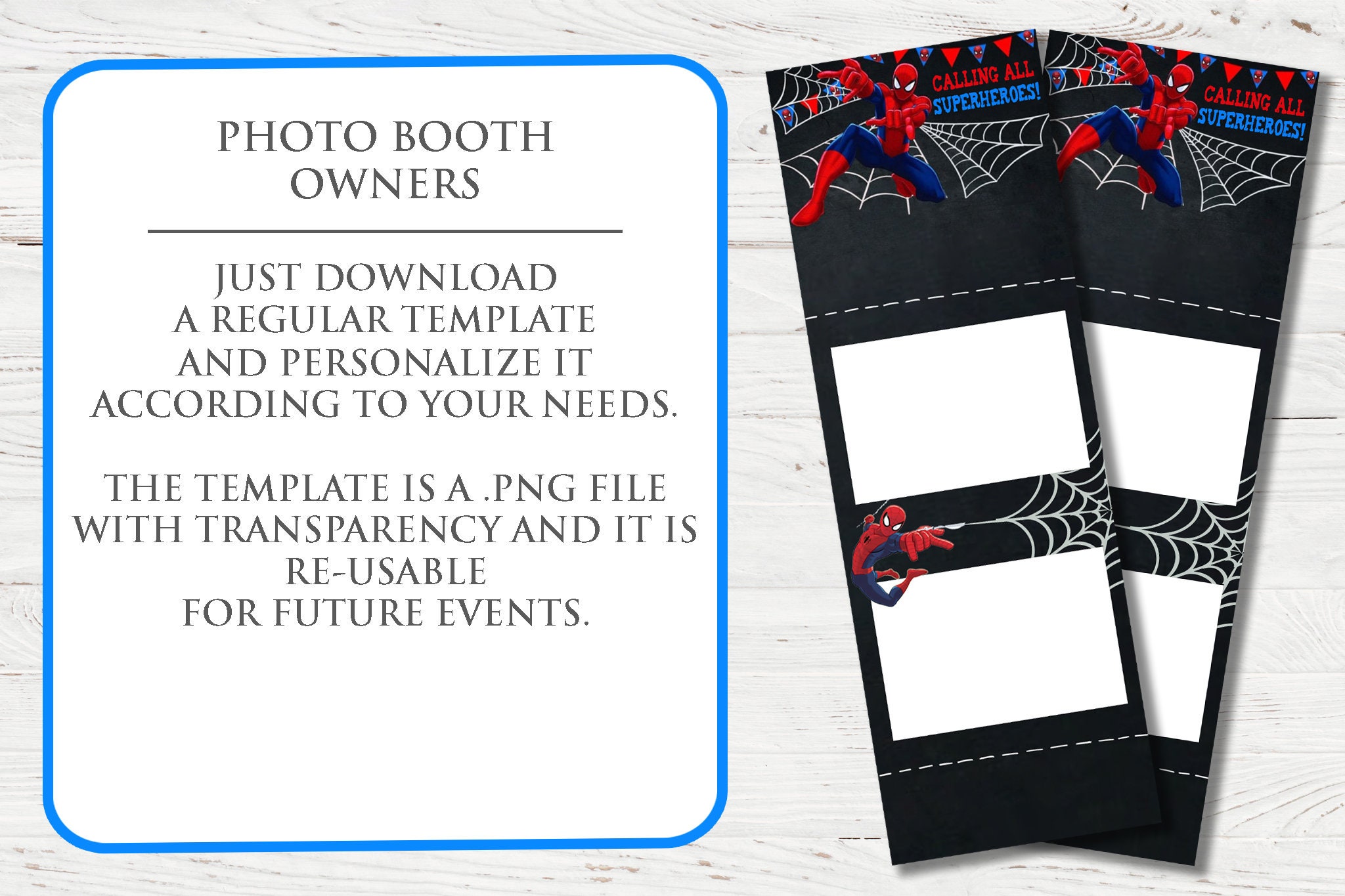 Spider-man | Photo Booth Template | Birthday Custom Photo Booth ...