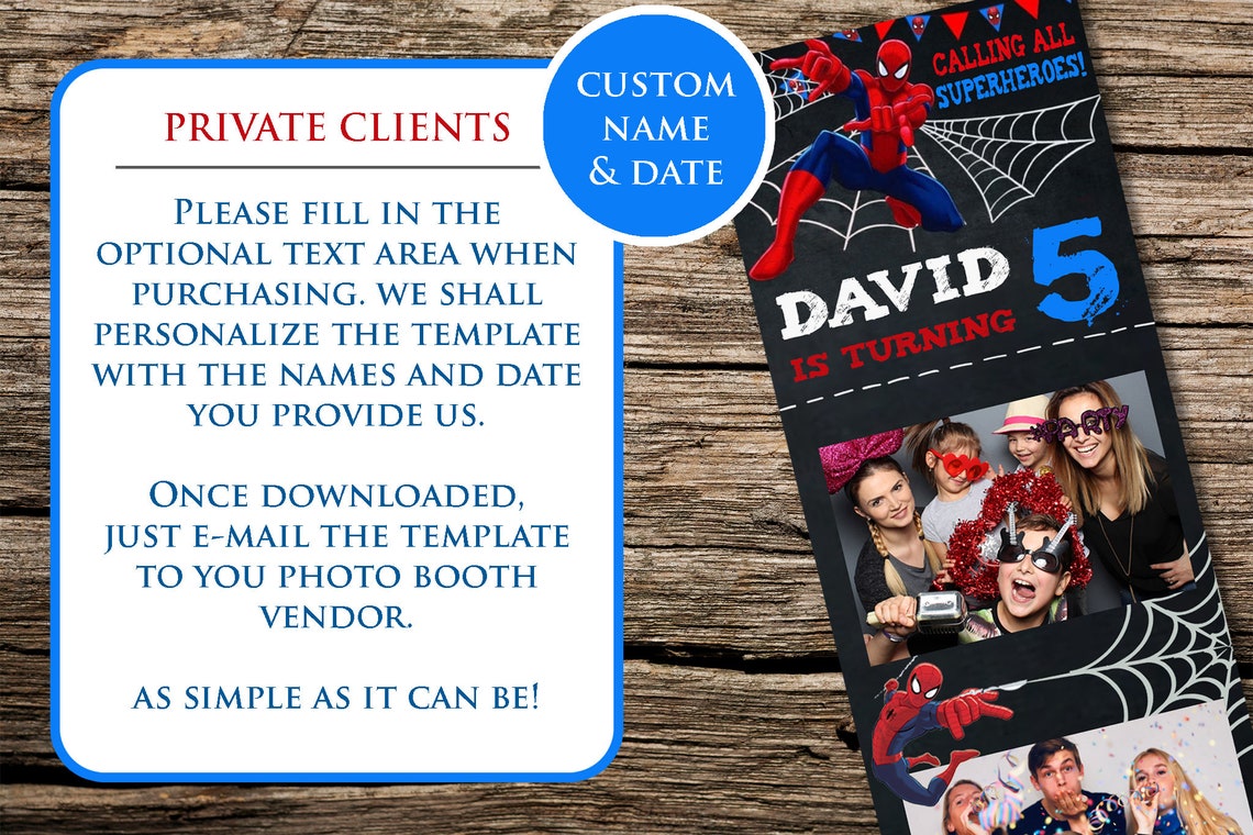 Spider-man | Photo Booth Template | Birthday Custom Photo Booth ...