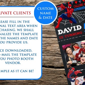 Spider-man | Photo Booth Template | Birthday Custom Photo Booth ...