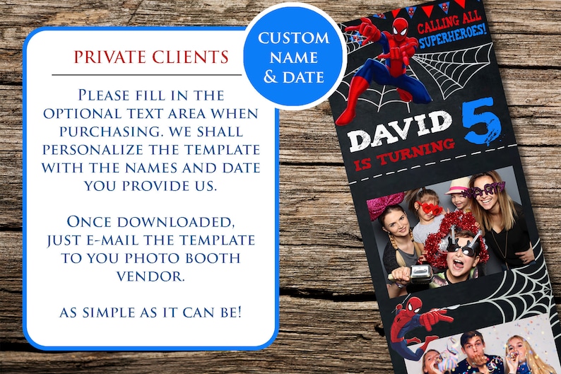 Spider-man | Photo Booth Template | Birthday Custom Photo Booth ...