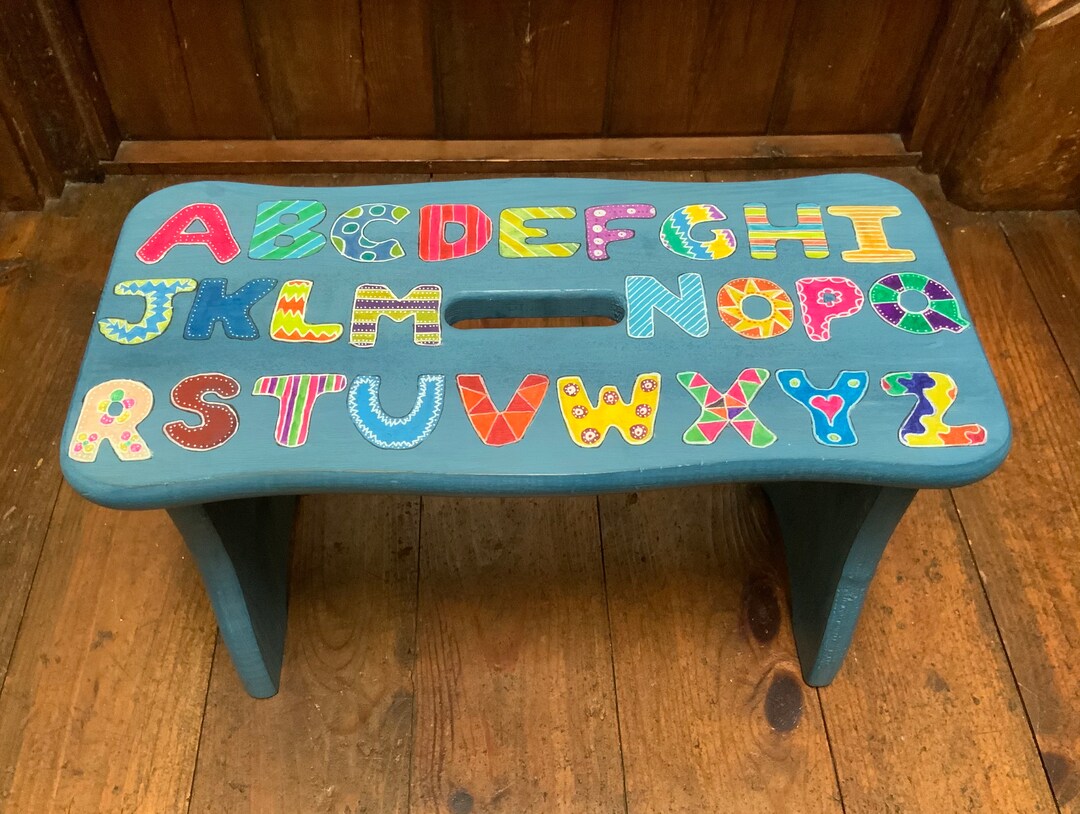 Hand Illustrated Alphabet Design Stool (B70) - Etsy