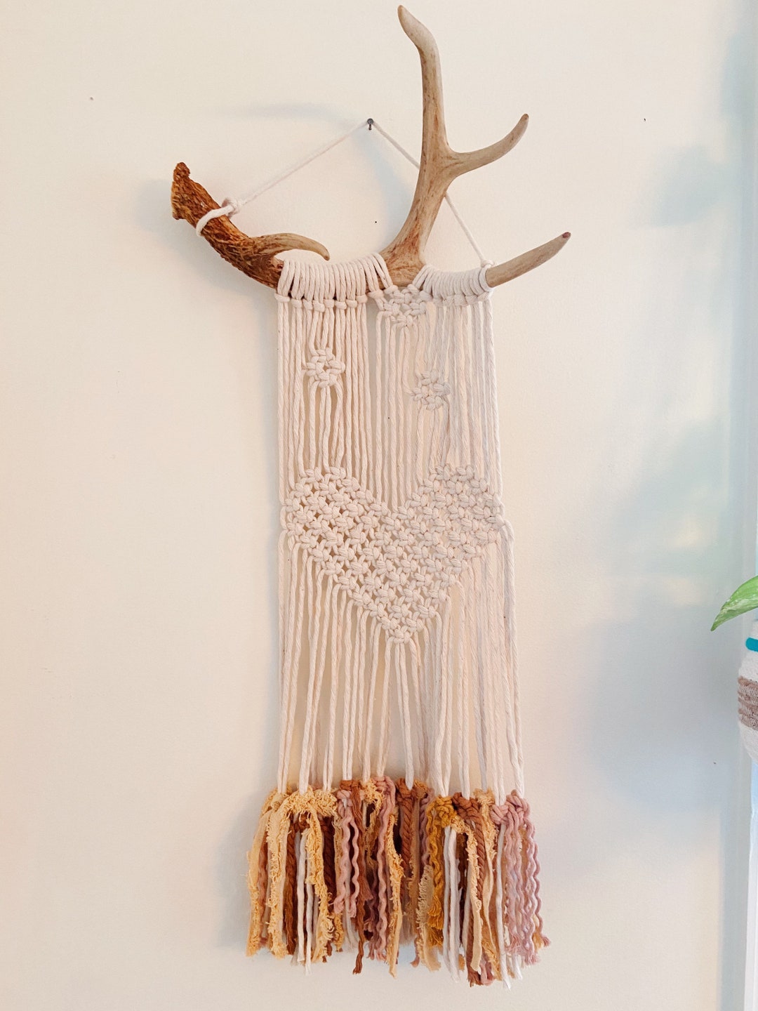 Macrame Photo Hanger Macrame Deer Antler Deer Antler Decor Nursery ...