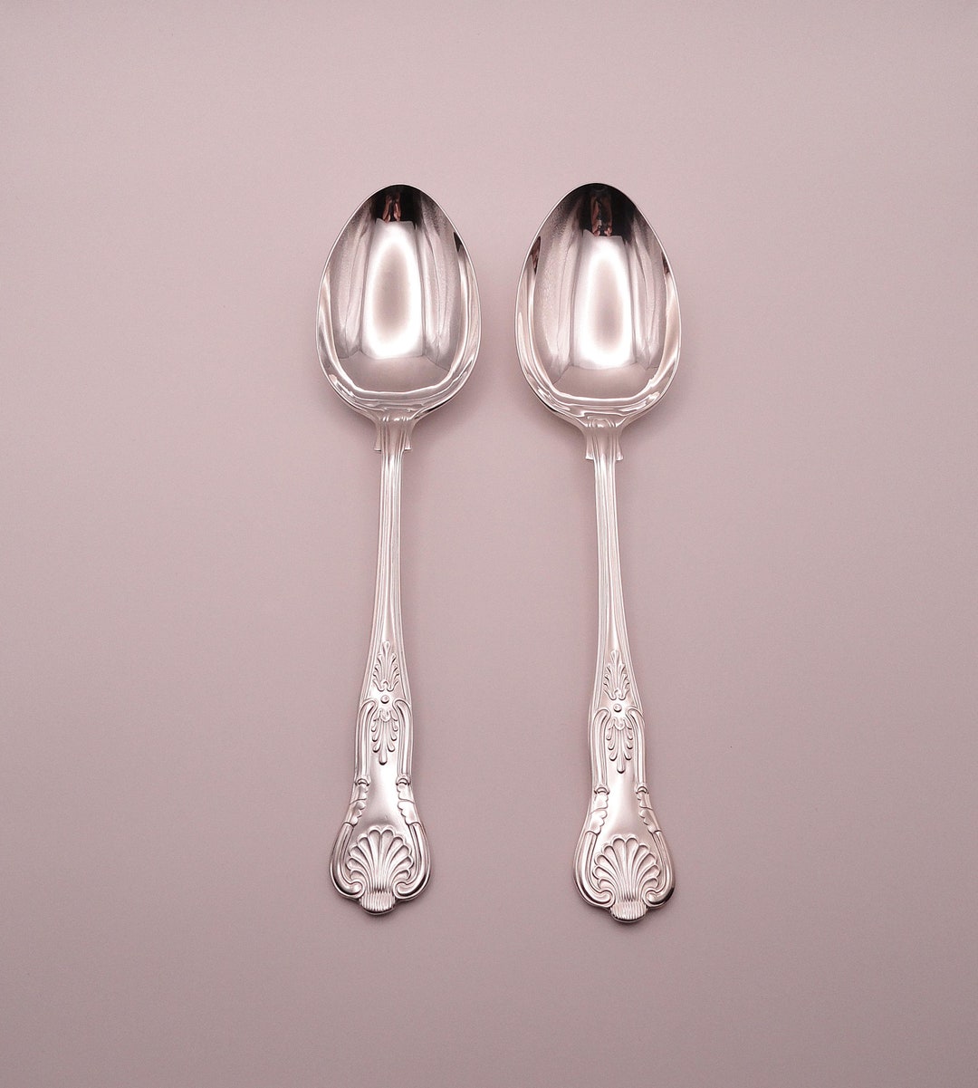 Pair of Kings Pattern Silver Plated Serving Spoons Vintage Sauce Spoons ...