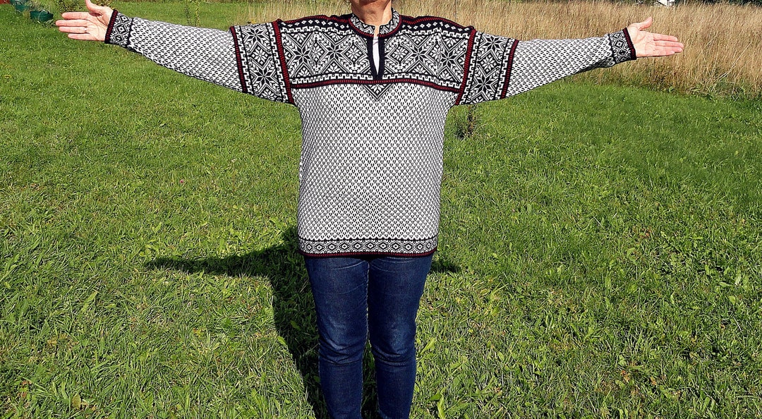 SELBU Norway Black White Norwegian Wool Knitted Winter Pullover Sweater ...