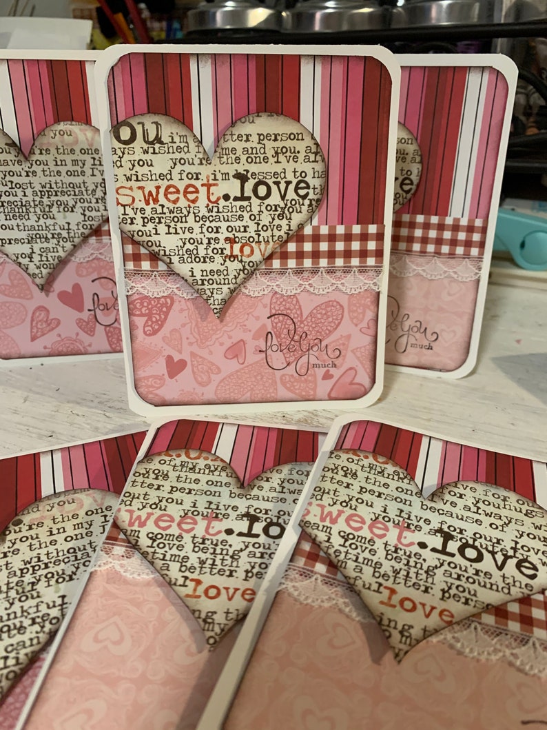 Handmade Valentine's Day Card: Heart With Lace - Etsy