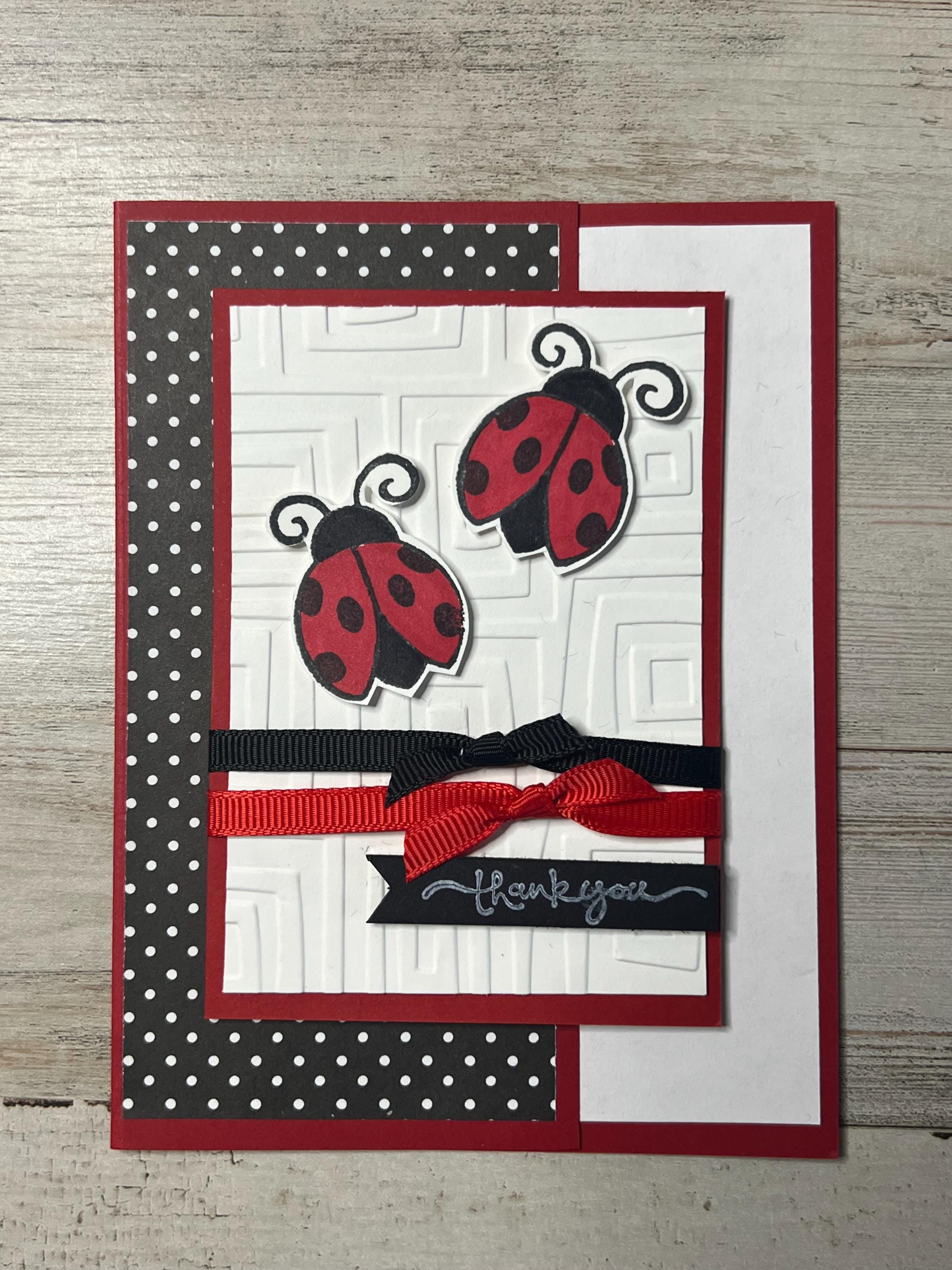 THANKS Lady.handmade Ladybug Cards, Lady Bugs, Red, White & Black Cards ...