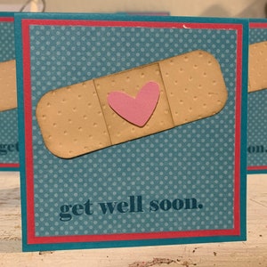 Handmade Get Well Card: Heart Bandaid, Embossed Dots - Etsy