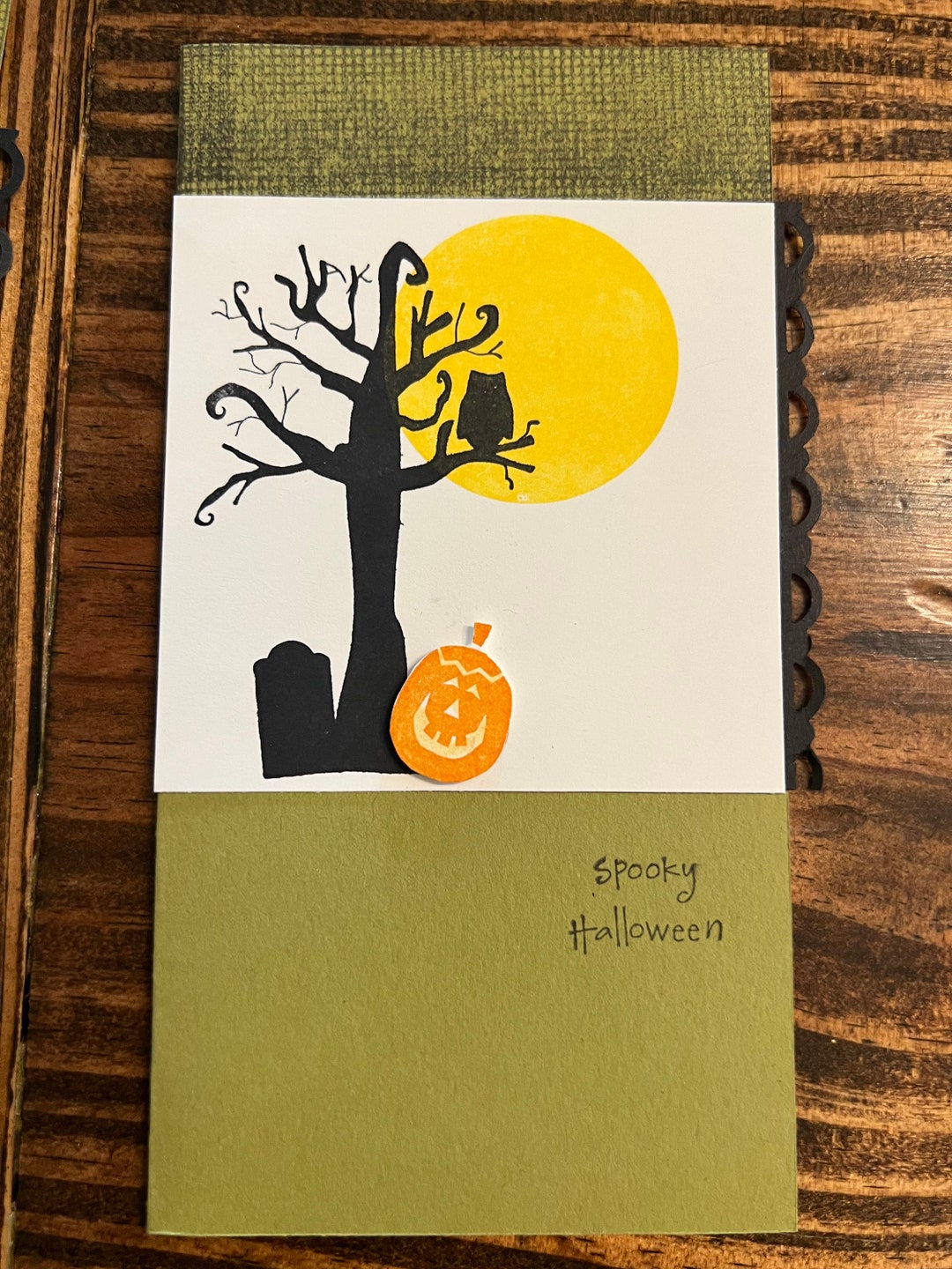 Spooky Halloween Card: Moonlight Tree & Pumpkin - Etsy