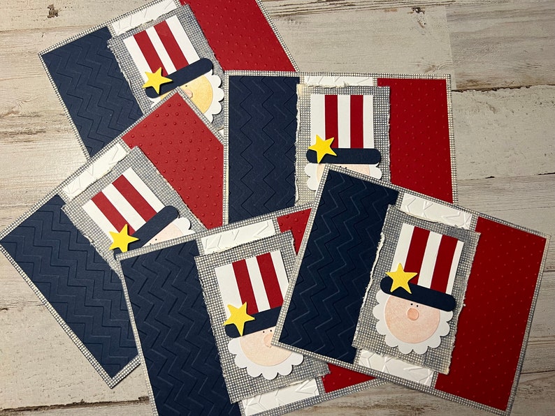 UNCLE SAM Handmade July Cards, Summertime, Red White and Blue Cards ...
