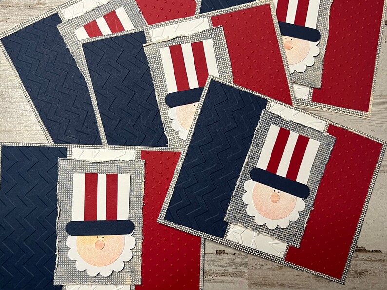 UNCLE SAM Handmade July Cards, Summertime, Red White and Blue Cards ...