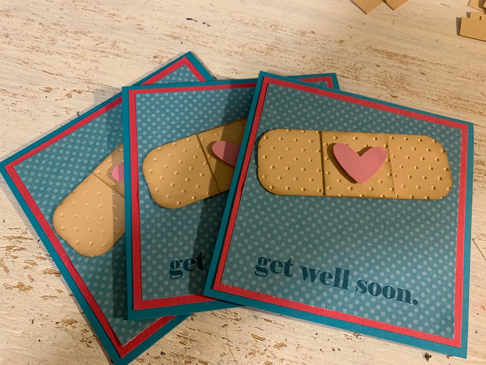 Handmade Get Well Card: Heart Bandaid, Embossed Dots - Etsy