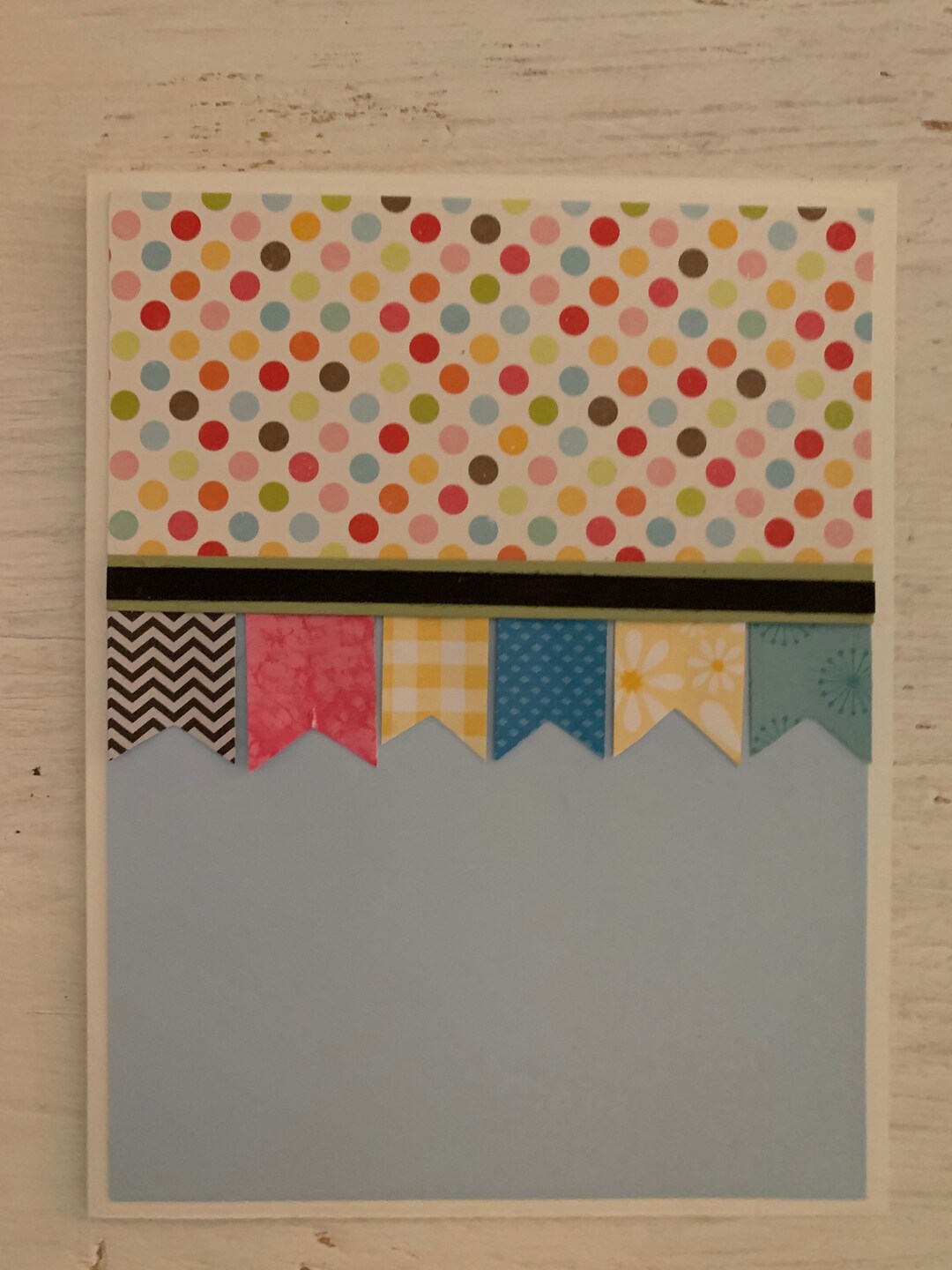 Handmade Tiny Pennant Card: Blank Note Card With Envelope - Etsy