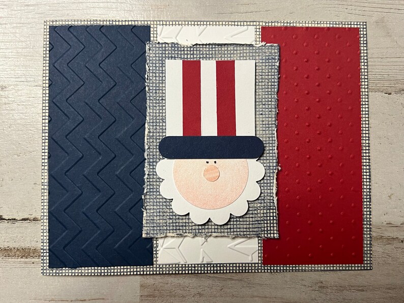 Uncle Sam Patriotic Card: Handmade Embossed Design - Etsy