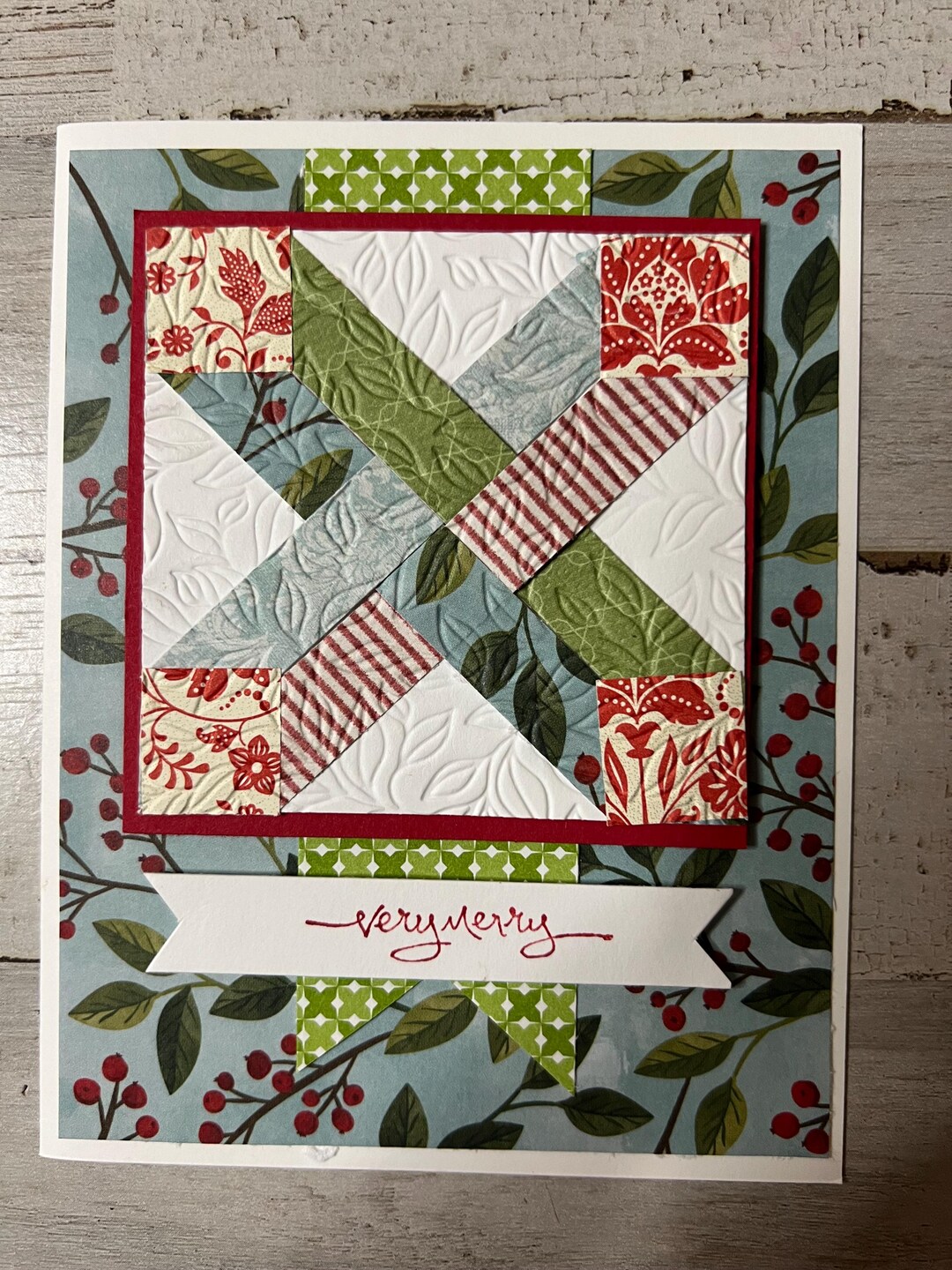QUILTED CHRISTMAS Handmade Christmas Cards, Quilting Cards, Very Merry ...
