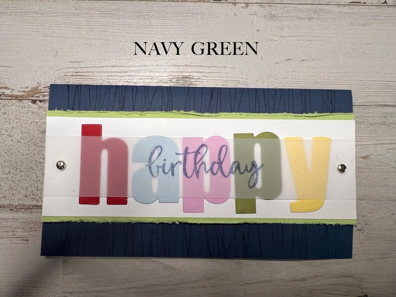 Handmade Happy Birthday Card: Pastel Vellum, Navy Blue - Etsy