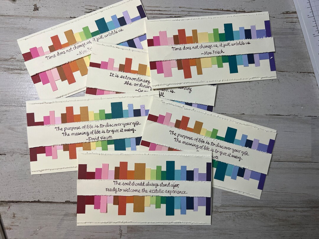 COLORFUL STRIPS Handmade Colorful Cards, Paper Piecing Cards, Rainbow ...