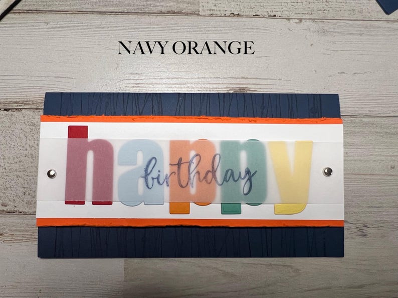 Handmade Happy Birthday Card: Pastel Vellum, Navy Blue - Etsy