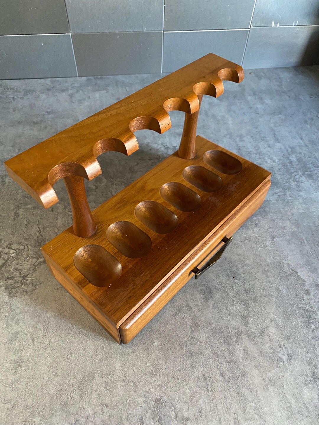 Vintage Walnut Pipe Stand With Drawer - Etsy