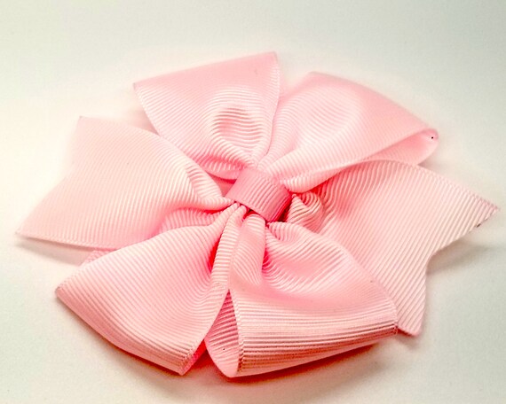 Pink Pinwheel Boutique Hair Bow with Ribbon Center | Etsy