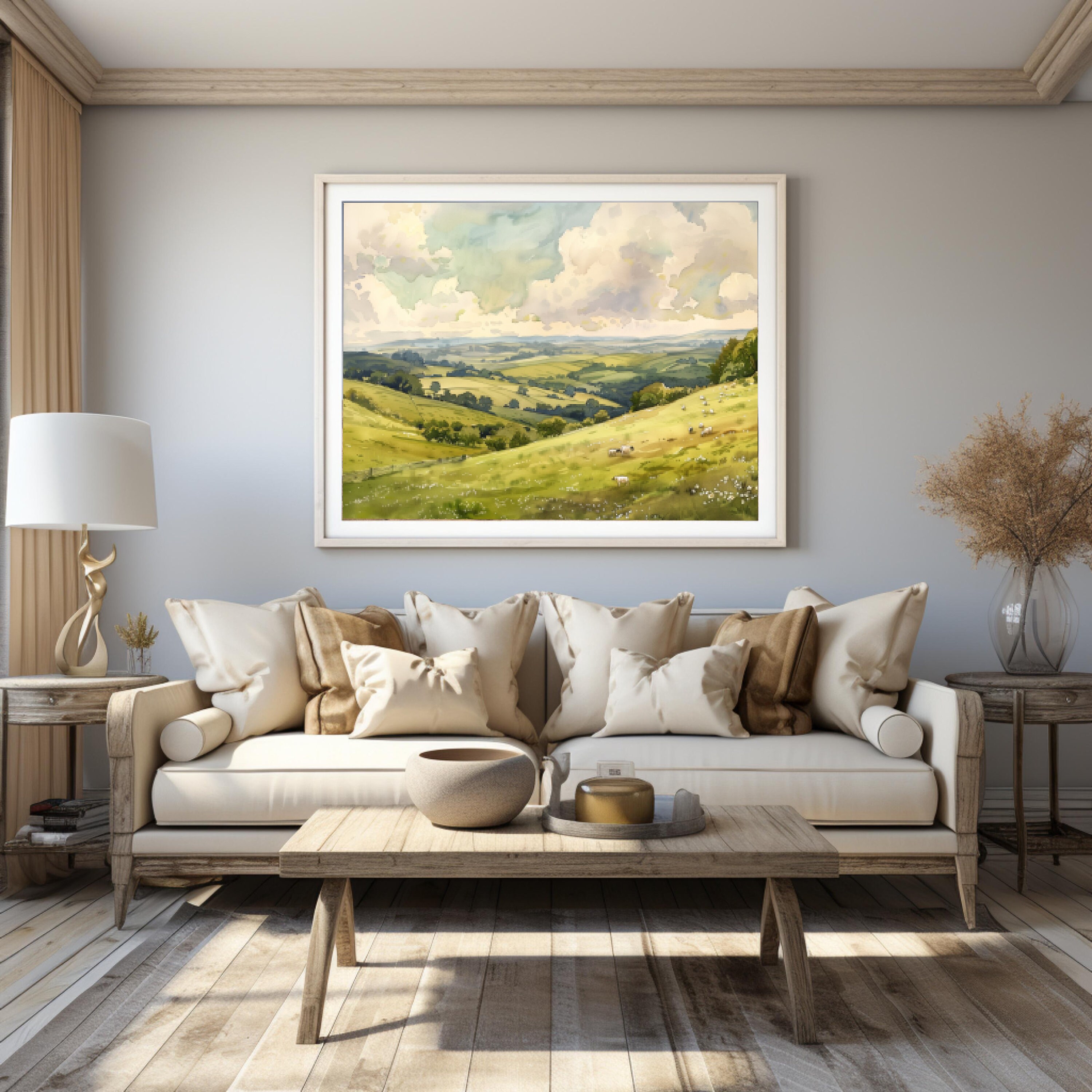 Rolling Hills Art Printout Printable Wall Art Vintage Art Prints ...