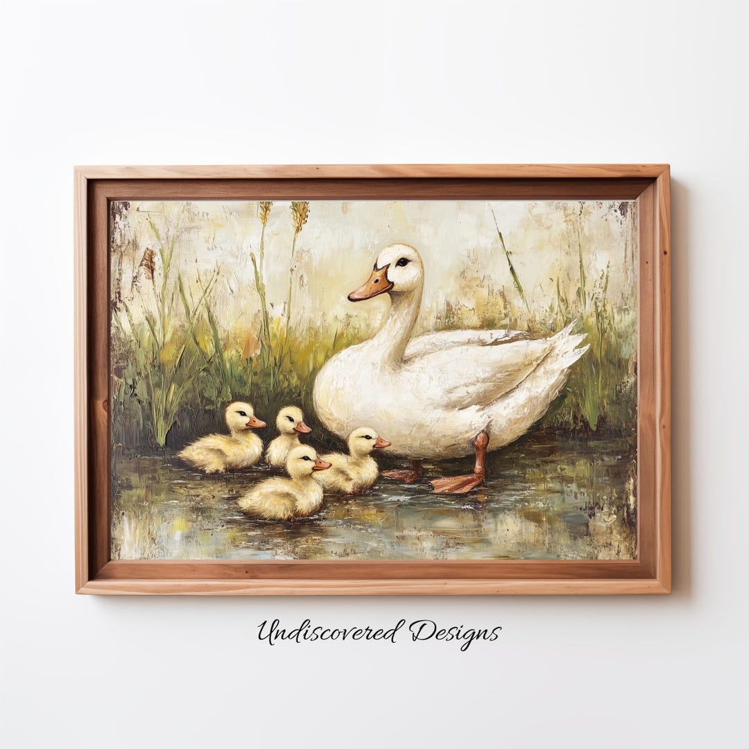 Duck With Baby Ducks Art Printout Printable Wall Art Vintage Art Prints ...