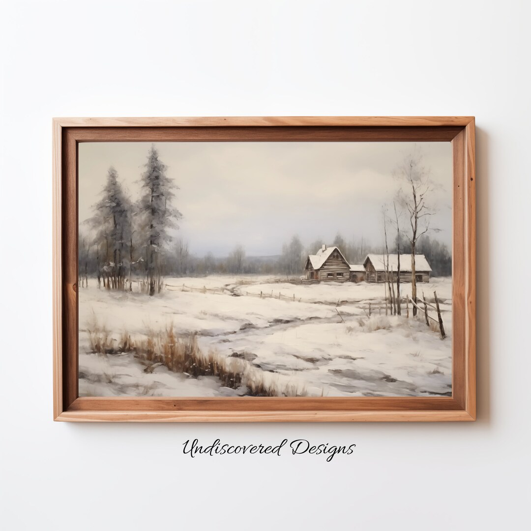 Snowy Farm Landscape Digital Download Landscape Wall Art Printable Art ...