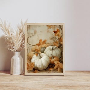 Printable Pumpkin Still Life Painting Rustic Fall Art Vintage Autumn ...
