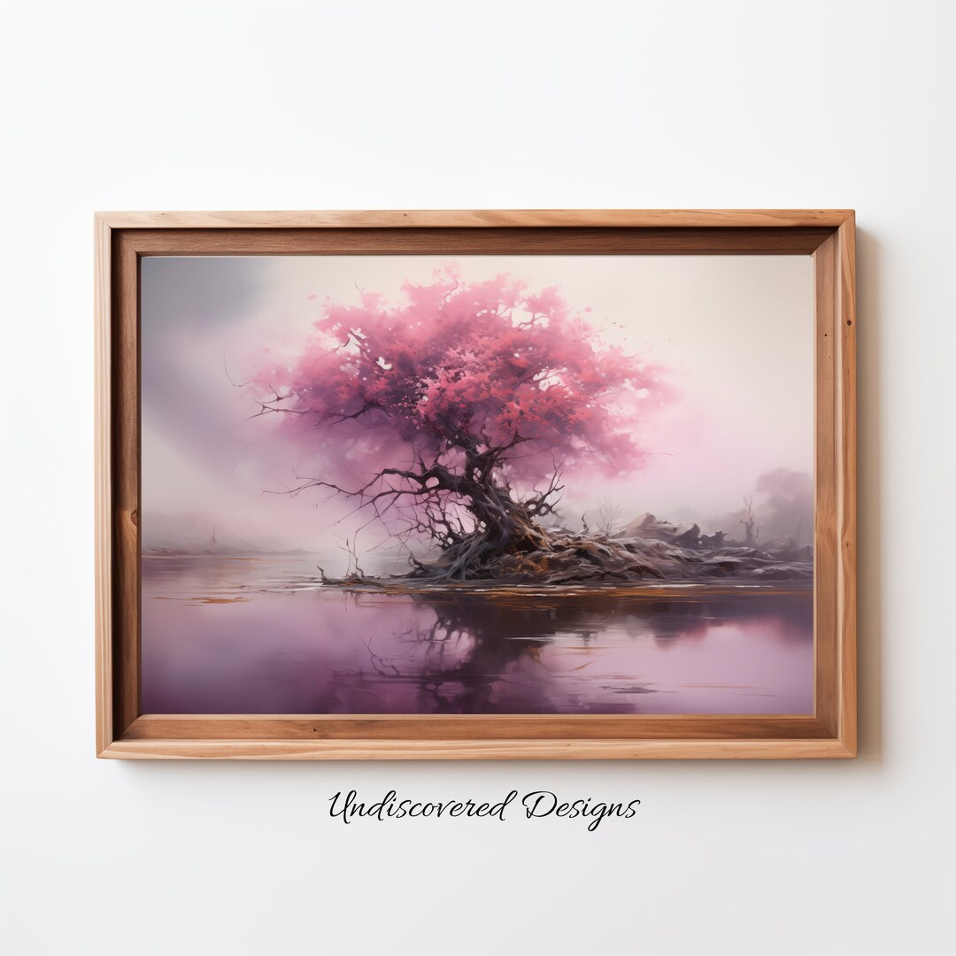 Redbud Tree by Lake Printable Wall Art Vintage Art Print Spring Art ...