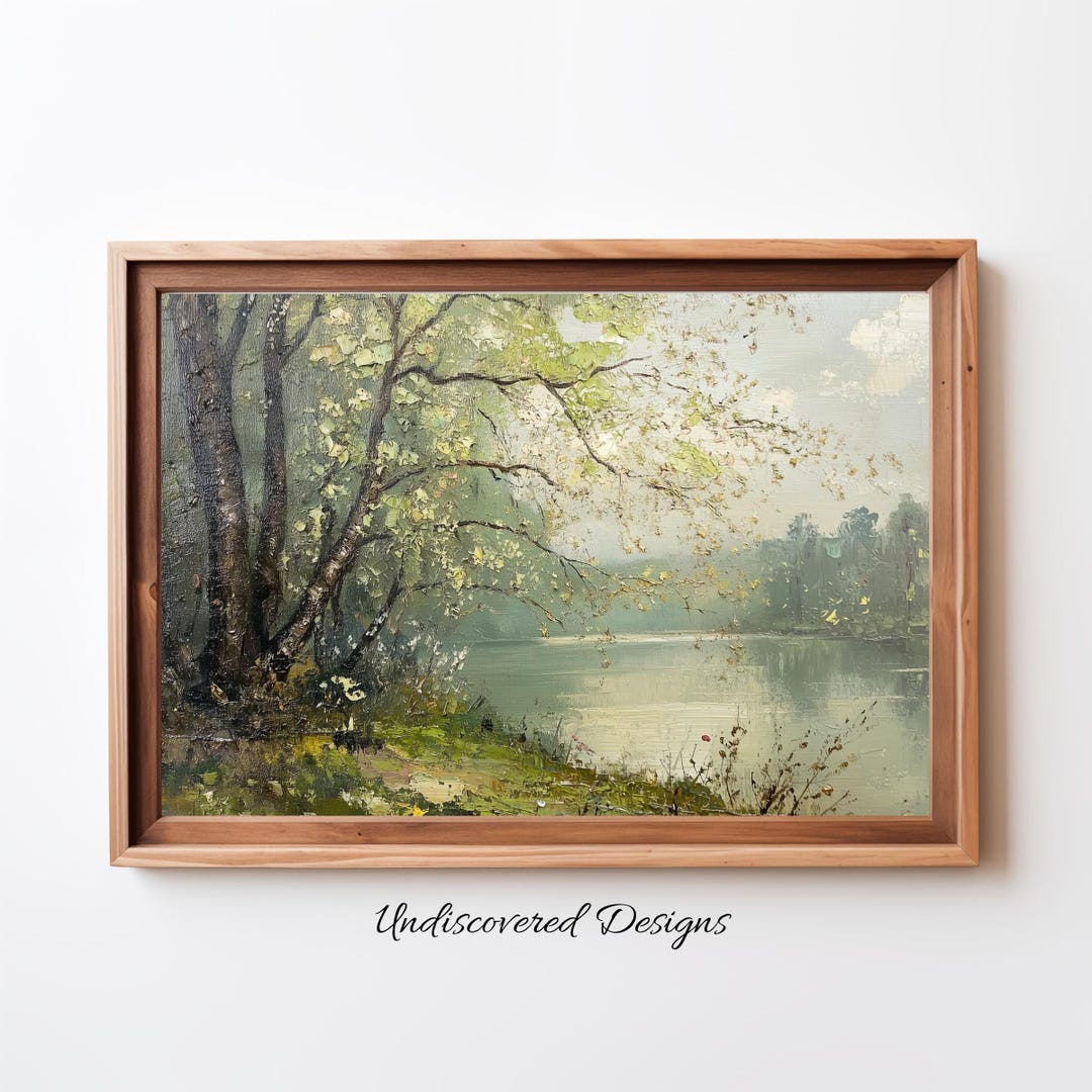 Spring Landscape With Trees Printable Wall Art Vintage Art Print Spring ...