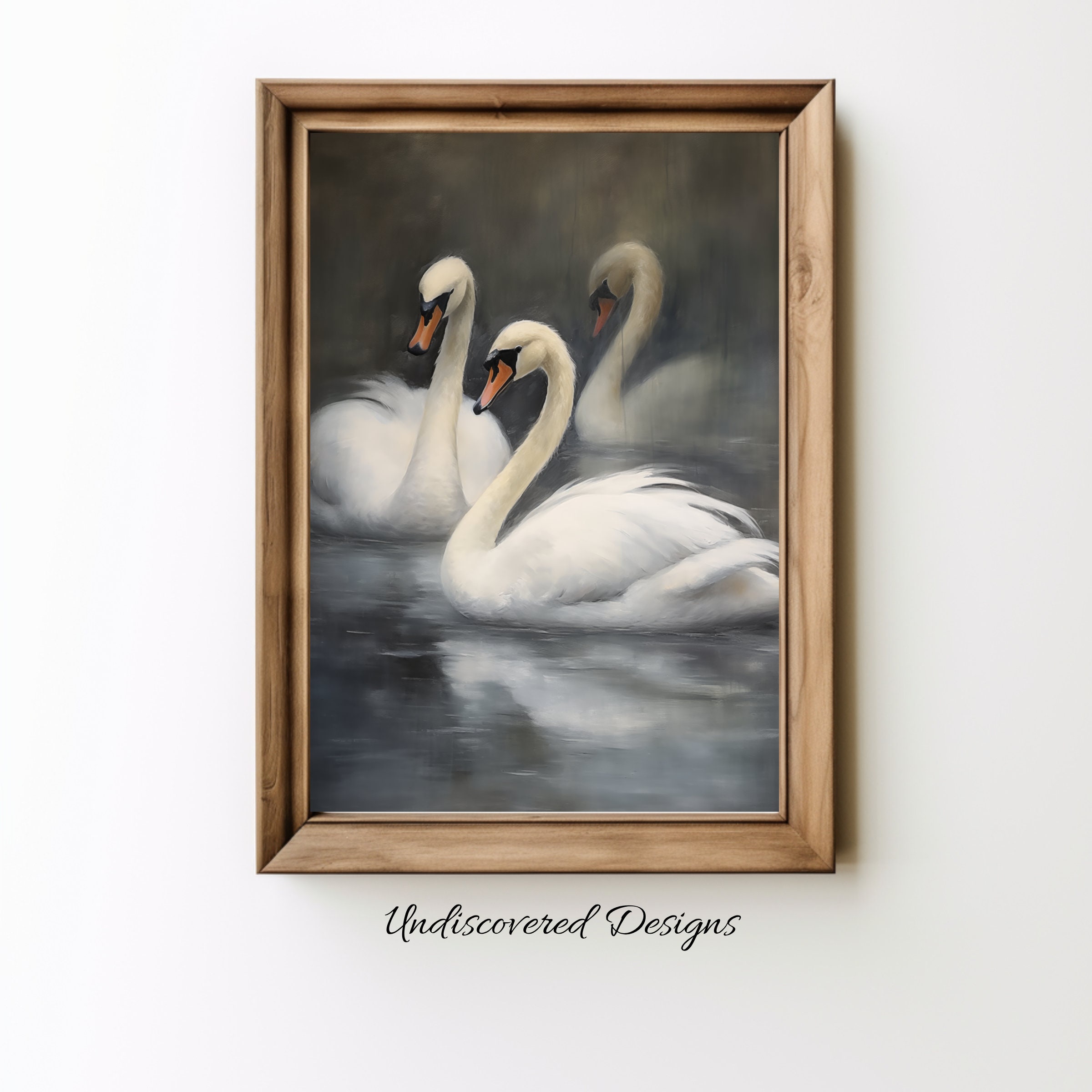 Swans Oil Painting Print: Vintage Gothic Wall Art (digital Download) - Etsy
