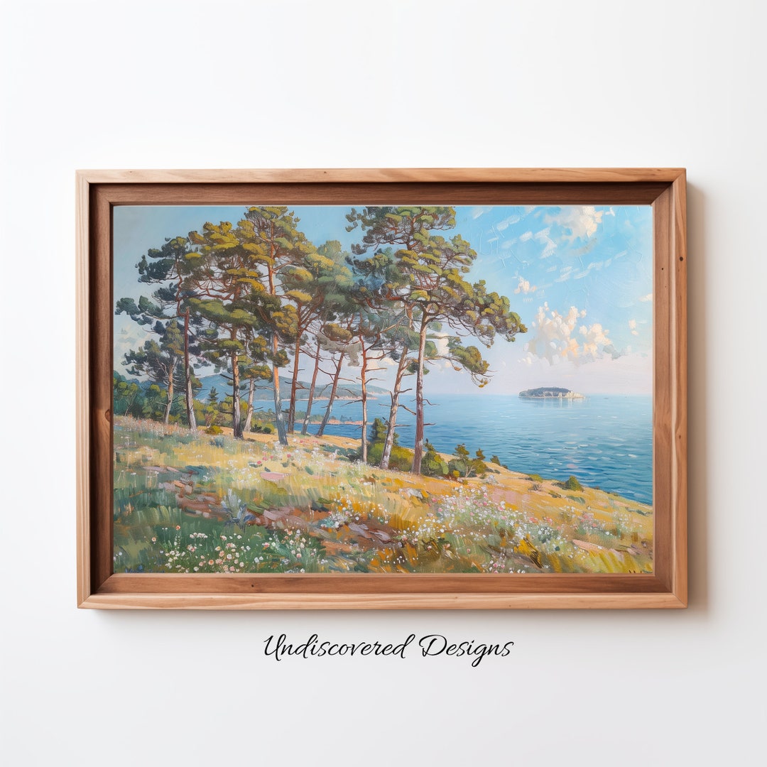 Island Art Print - Vintage Digital Art Print, Printable Wall Art, Oil ...