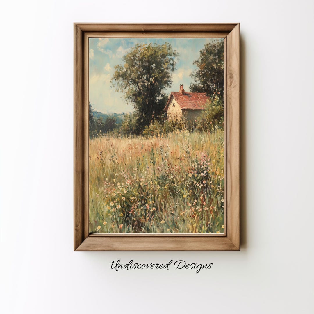 English Meadow Vintage Oil Painting Art Print (digital Download) - Etsy