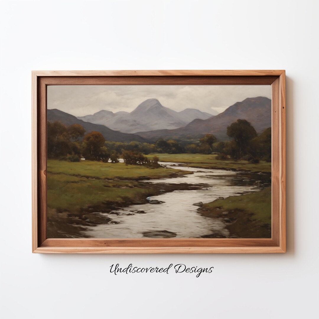 Mountain Stream Landscape Art Print: Forest Painting (digital Download ...