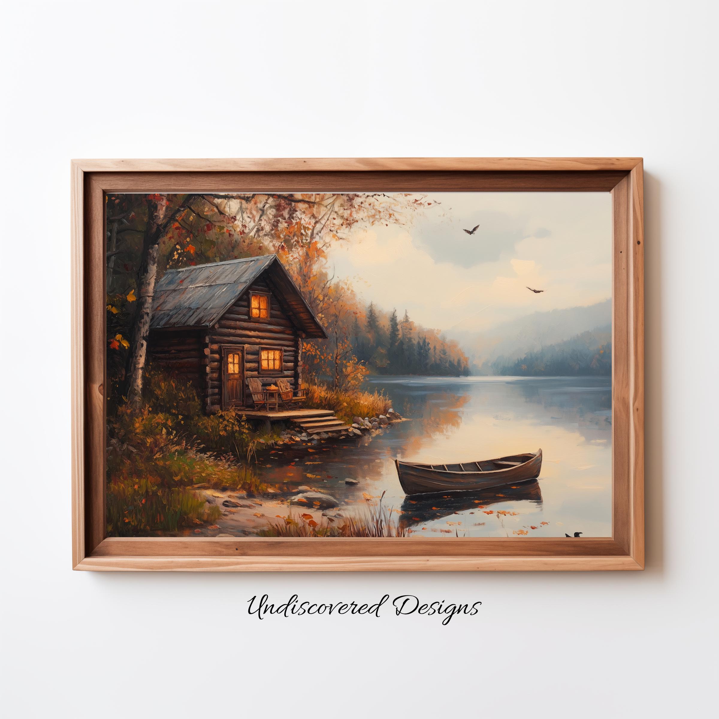 Rustic Cabin by the Lake Art Printout Printable Wall Art Vintage Art ...