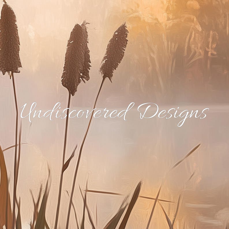 Art Printout - Cattails in Fall Vintage Printable Wall Art, Digital Oil ...