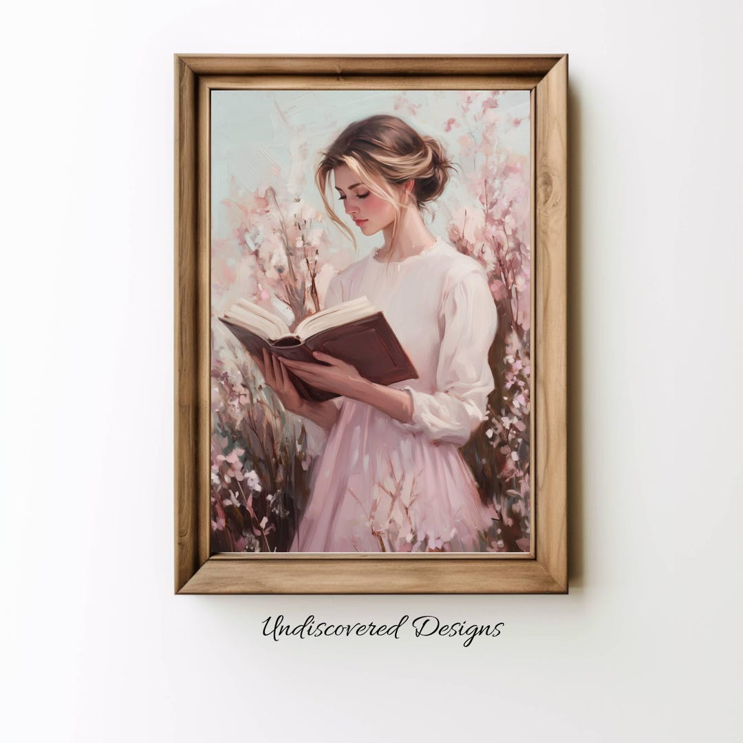 Woman in Spring Flowers Printable Wall Art Vintage Art Print Spring Art ...