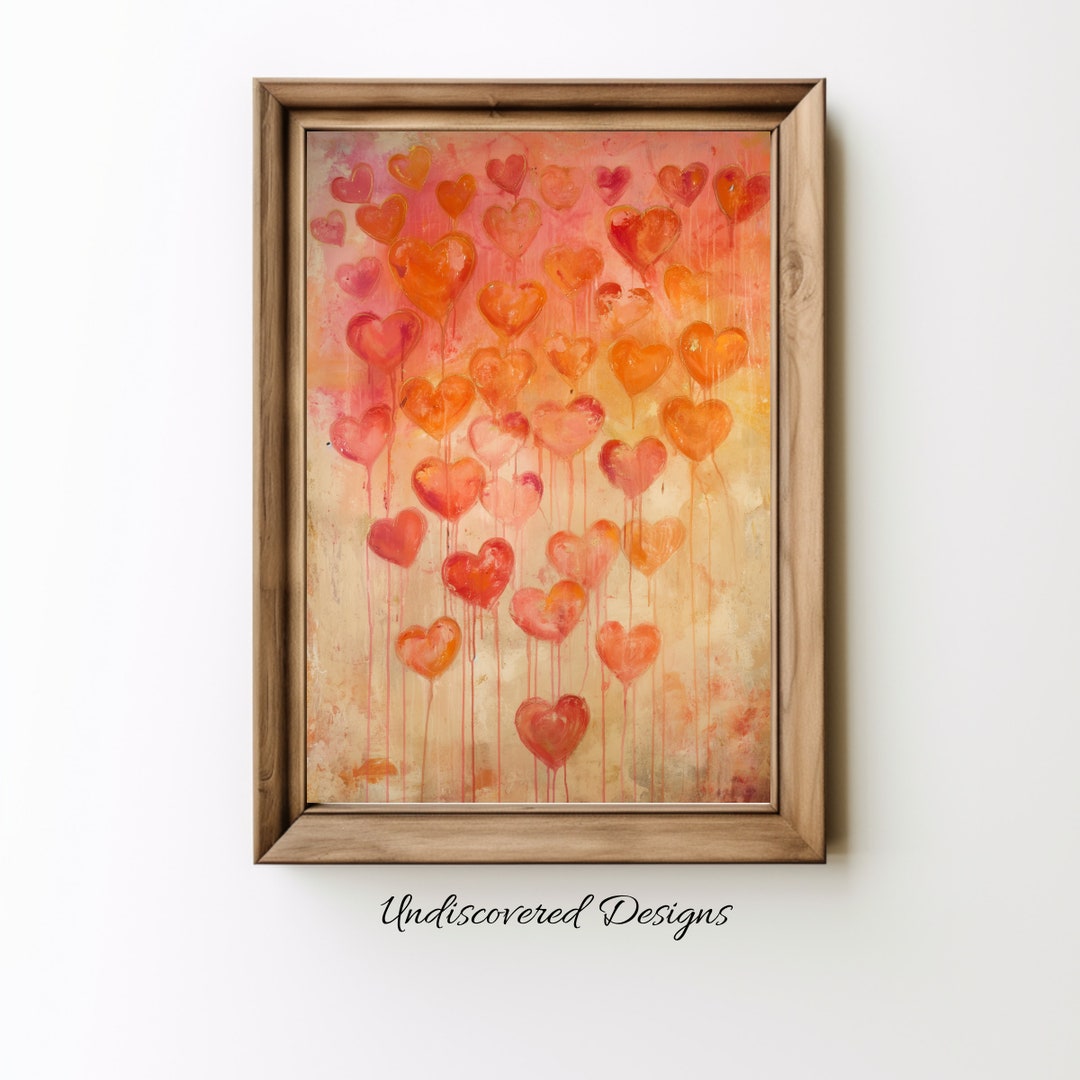 Valentine Printable Art Romantic Red and Pink Heart Watercolor Print ...