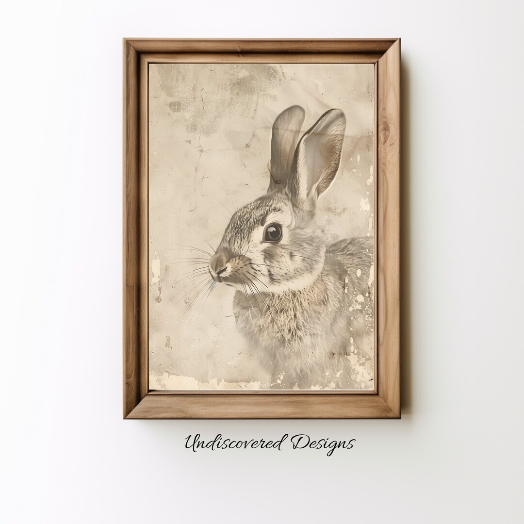 Vintage Rabbit Sketch Print: Antique Pencil Drawing (digital Art Print ...