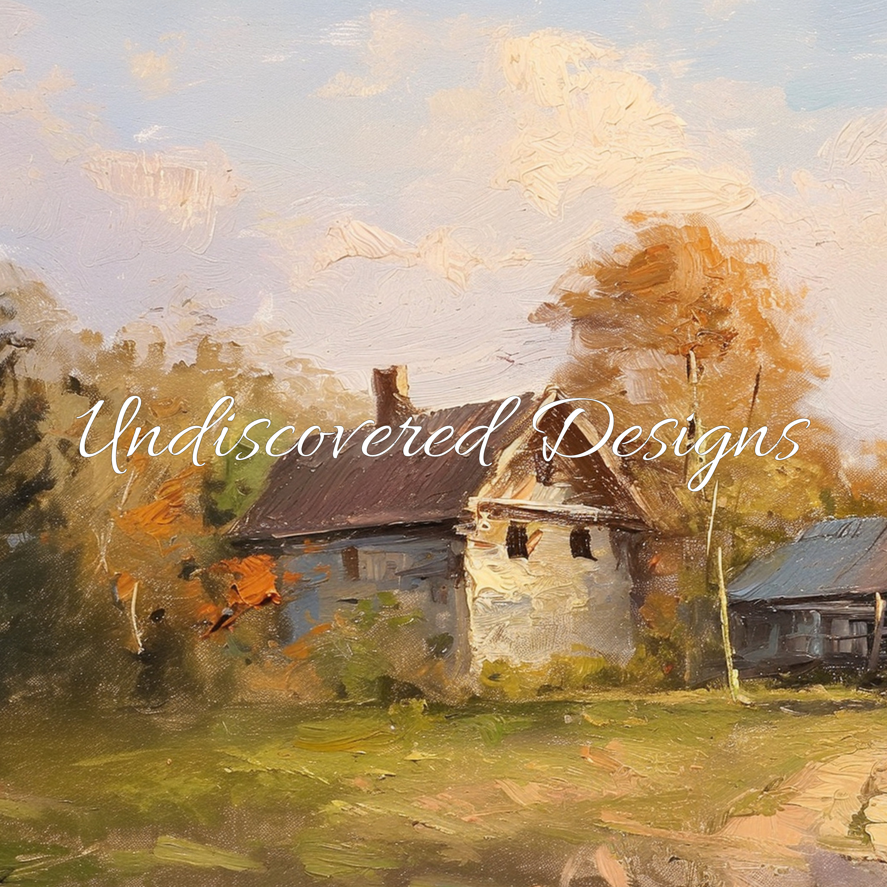 Vintage Country Landscape Printable Art Rustic Farm Scene Digital ...