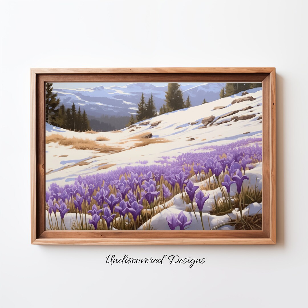 Spring Flowers Through Snow Printable Wall Art | Vintage Winter Art ...