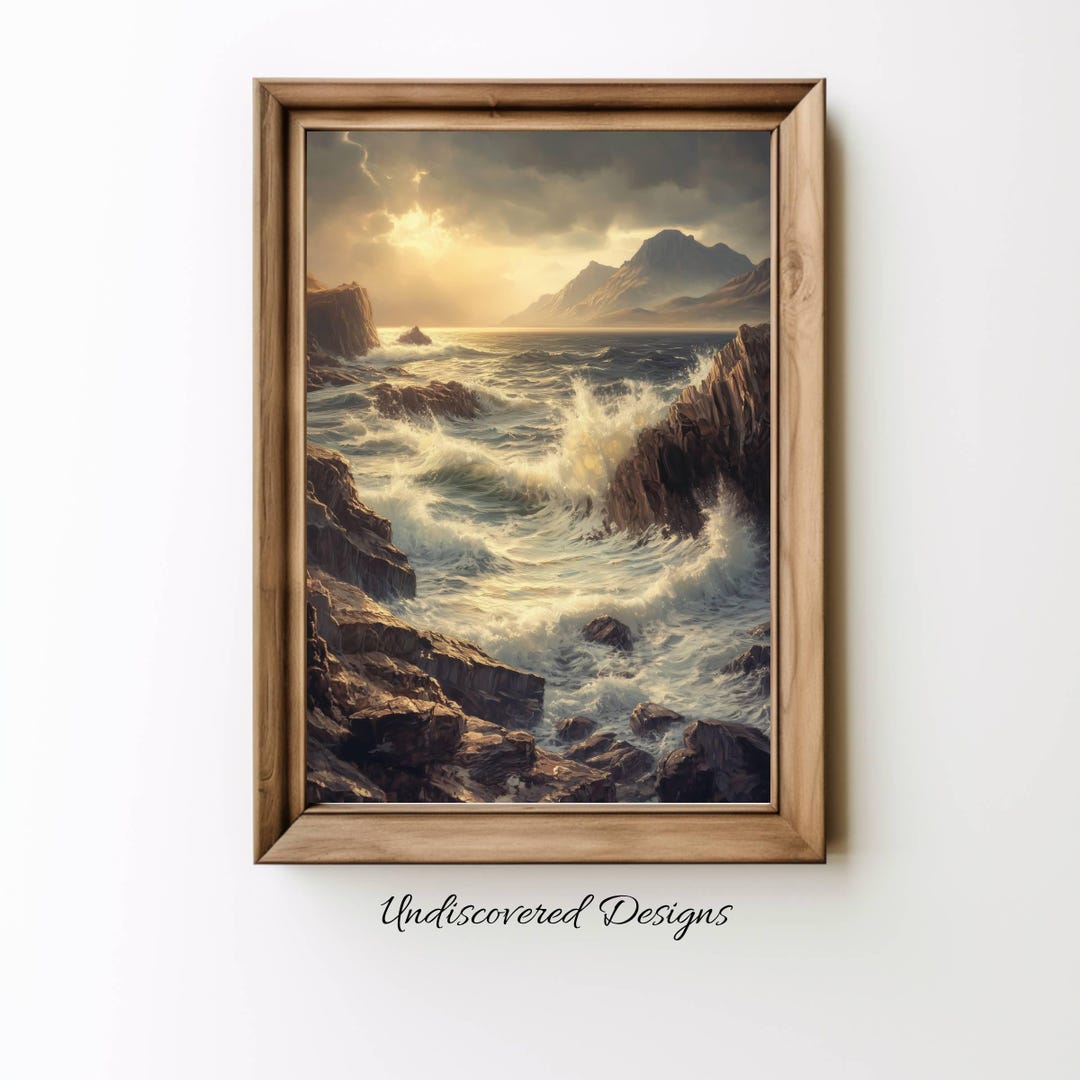 Rugged Coastline Art Printout Printable Wall Art Vintage Art Prints ...