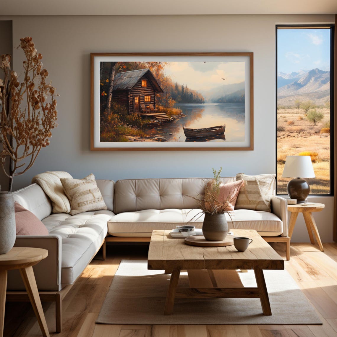Rustic Cabin by the Lake Art Printout Printable Wall Art Vintage Art ...