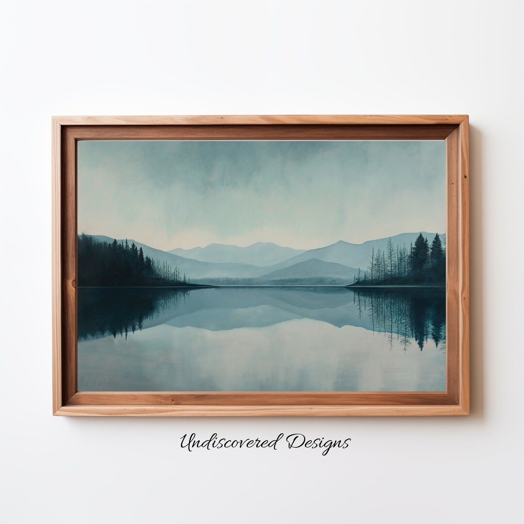 Tranquil Lake Landscape Print - Serene Mountain Lake House Decor ...